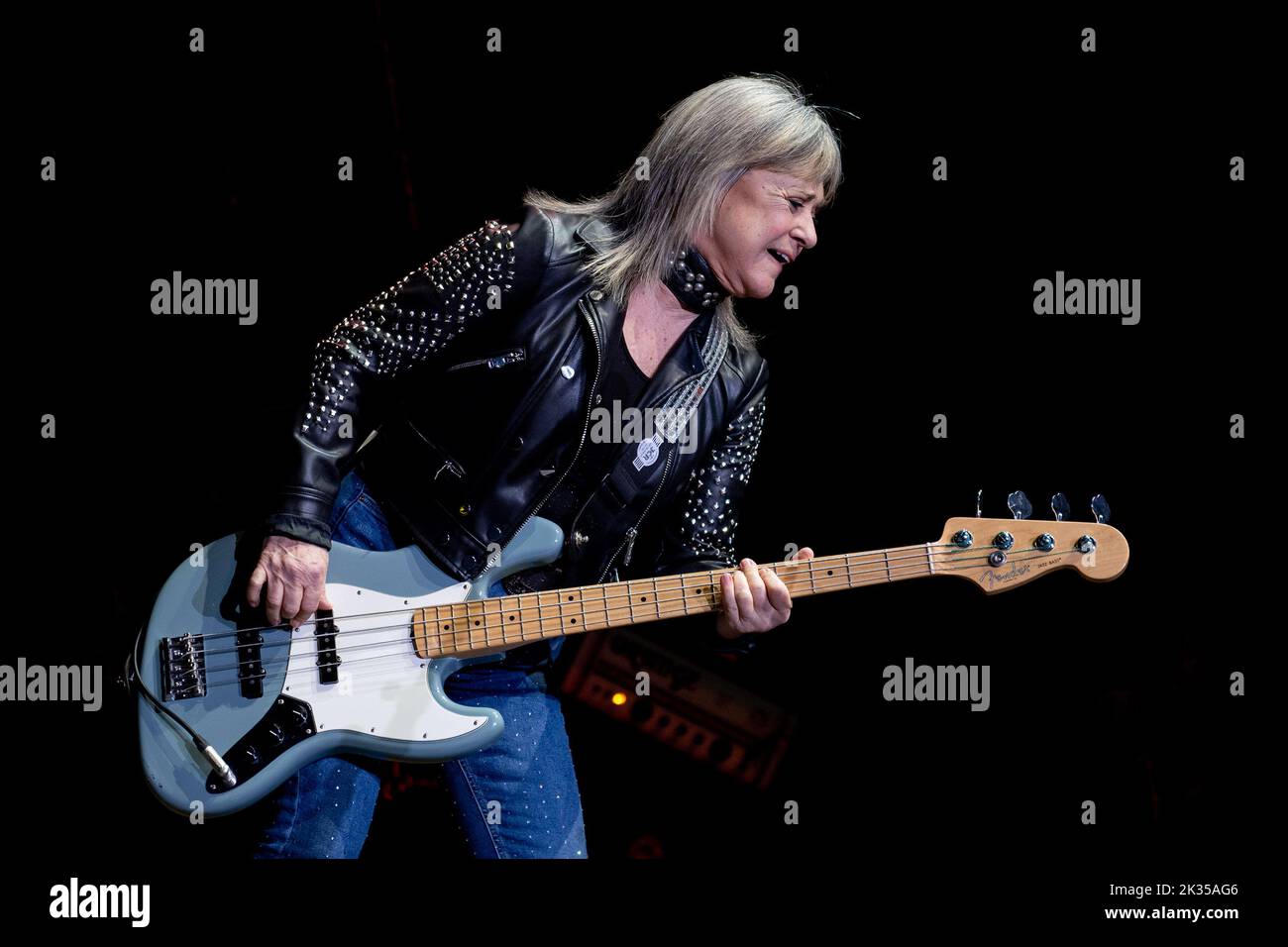 LONDON, ENGLAND: Suzi Quatro performs on stage at the Royal Albert Hall ...