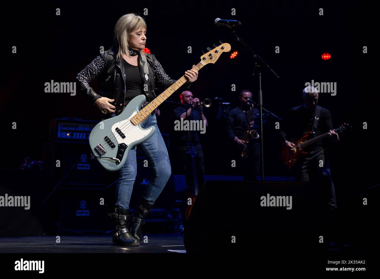 LONDON, ENGLAND: Suzi Quatro performs on stage at the Royal Albert Hall ...
