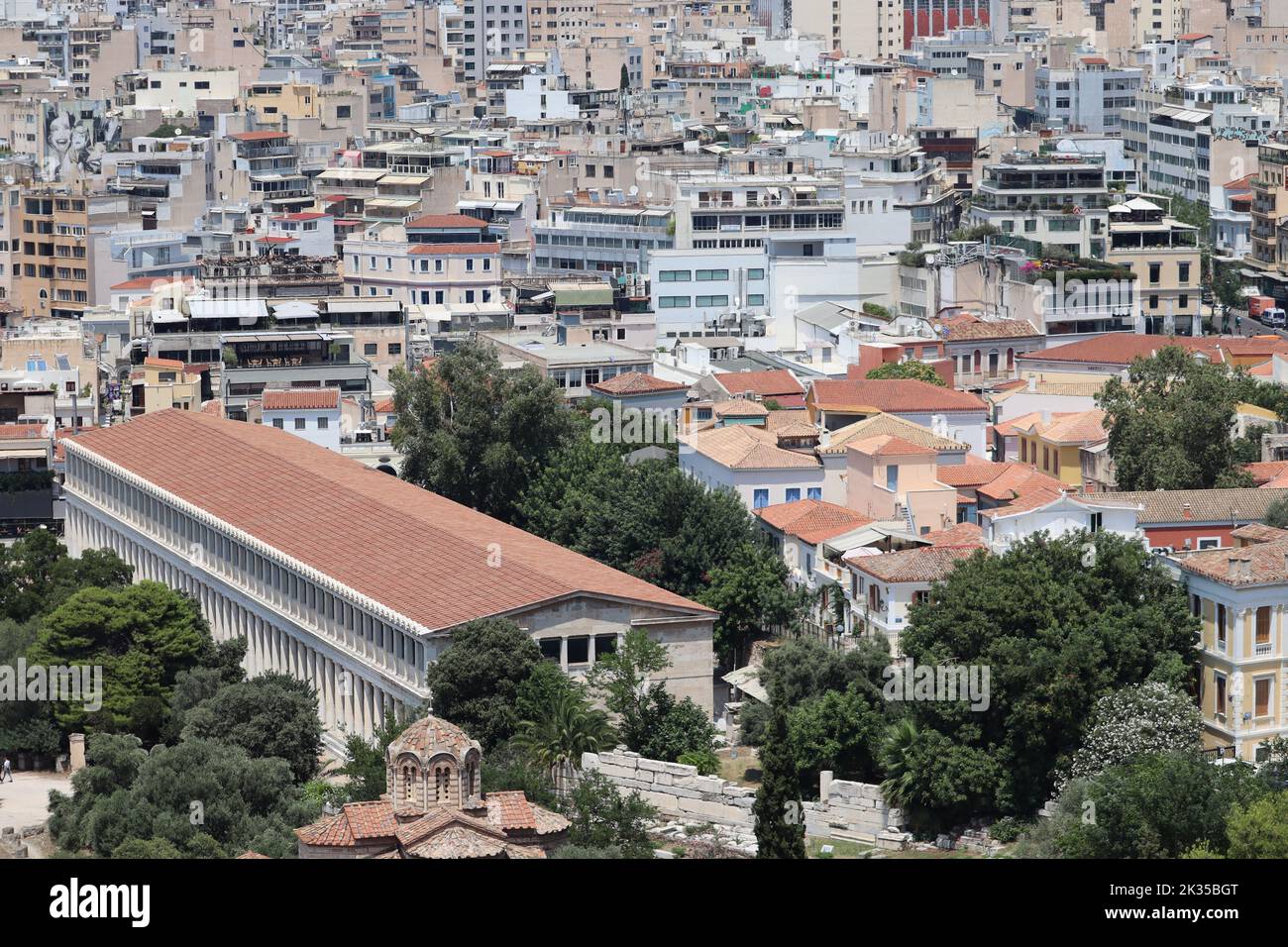 A bird's eye view of the buildings in the Center of Athens, Greece ...