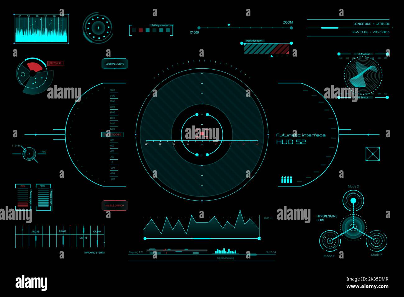 Futuristic blue virtual graphic touch screen user interface HUD, fui, ui, vector illustration ...