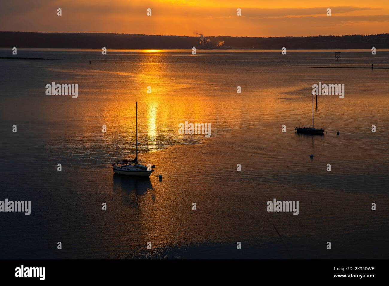 Kilisut Harbor sunset, Fort Flagler State Park, Washington Stock Photo ...