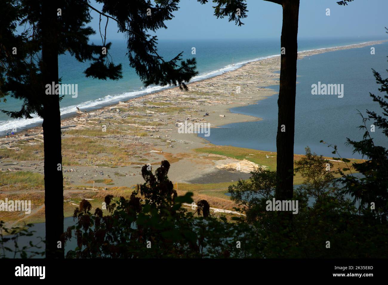 Spit beach from observation deck, Dungeness National Wildlife Refuge ...