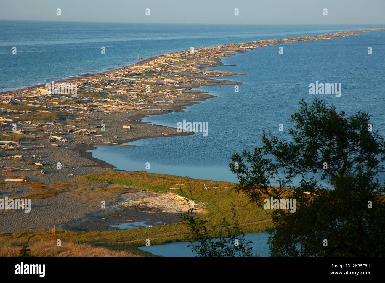Spit beach from observation deck, Dungeness National Wildlife Refuge ...