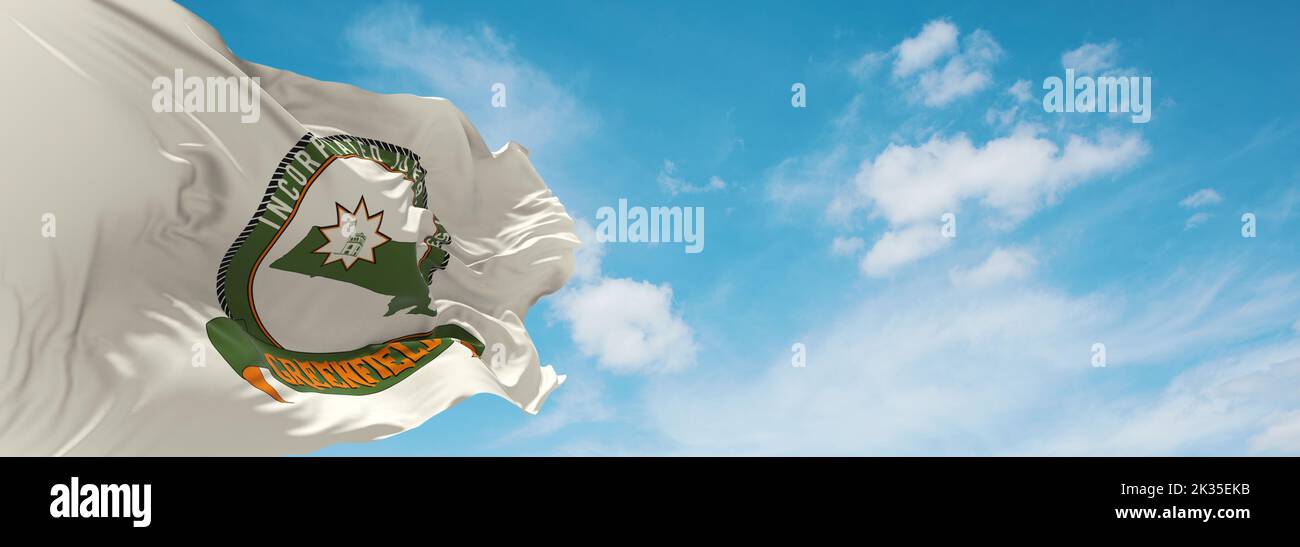 official flag of Greenfield, Massachusetts untied states of America at ...