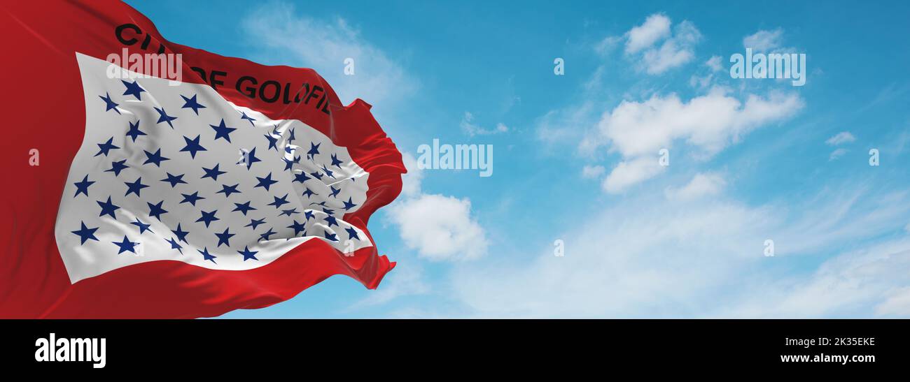 official flag of Goldfield, Colorado untied states of America at cloudy ...