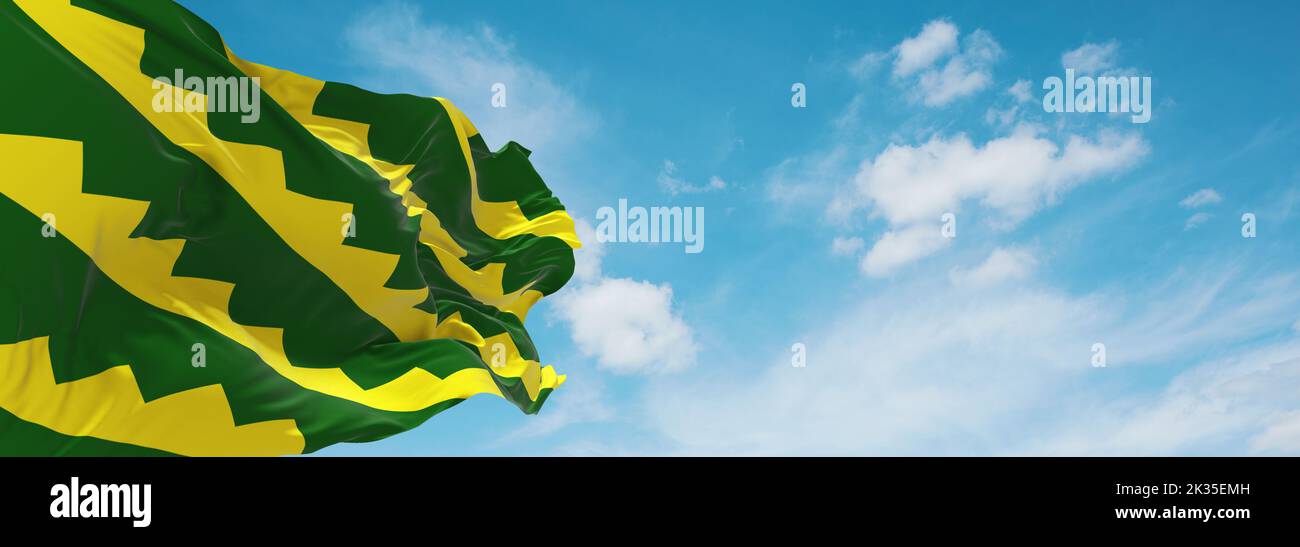 official flag of Gurabo untied states of America at cloudy sky ...