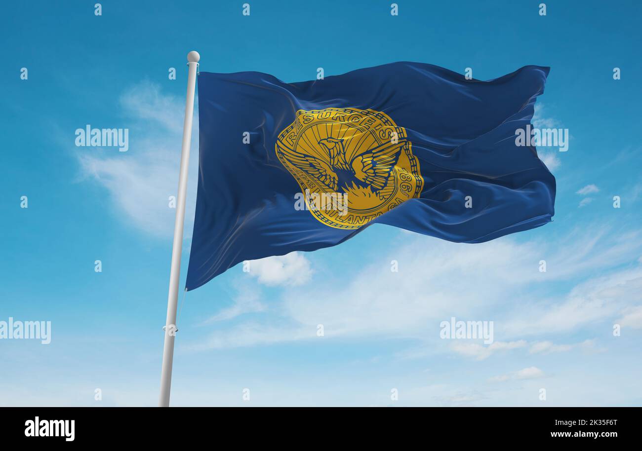 official flag of Atlanta untied states of America at cloudy sky ...