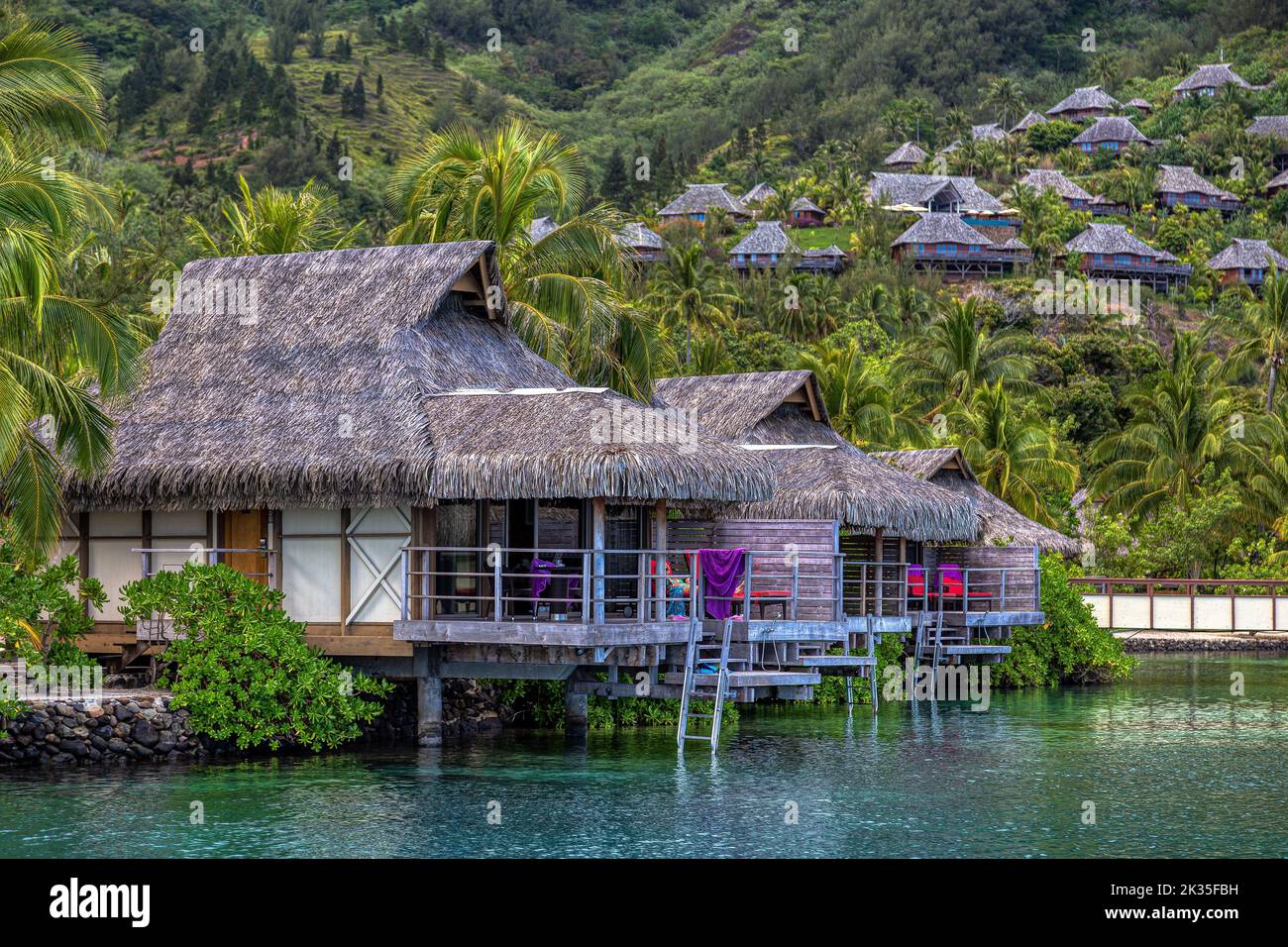 The huts of South Pacific in summer Stock Photo - Alamy