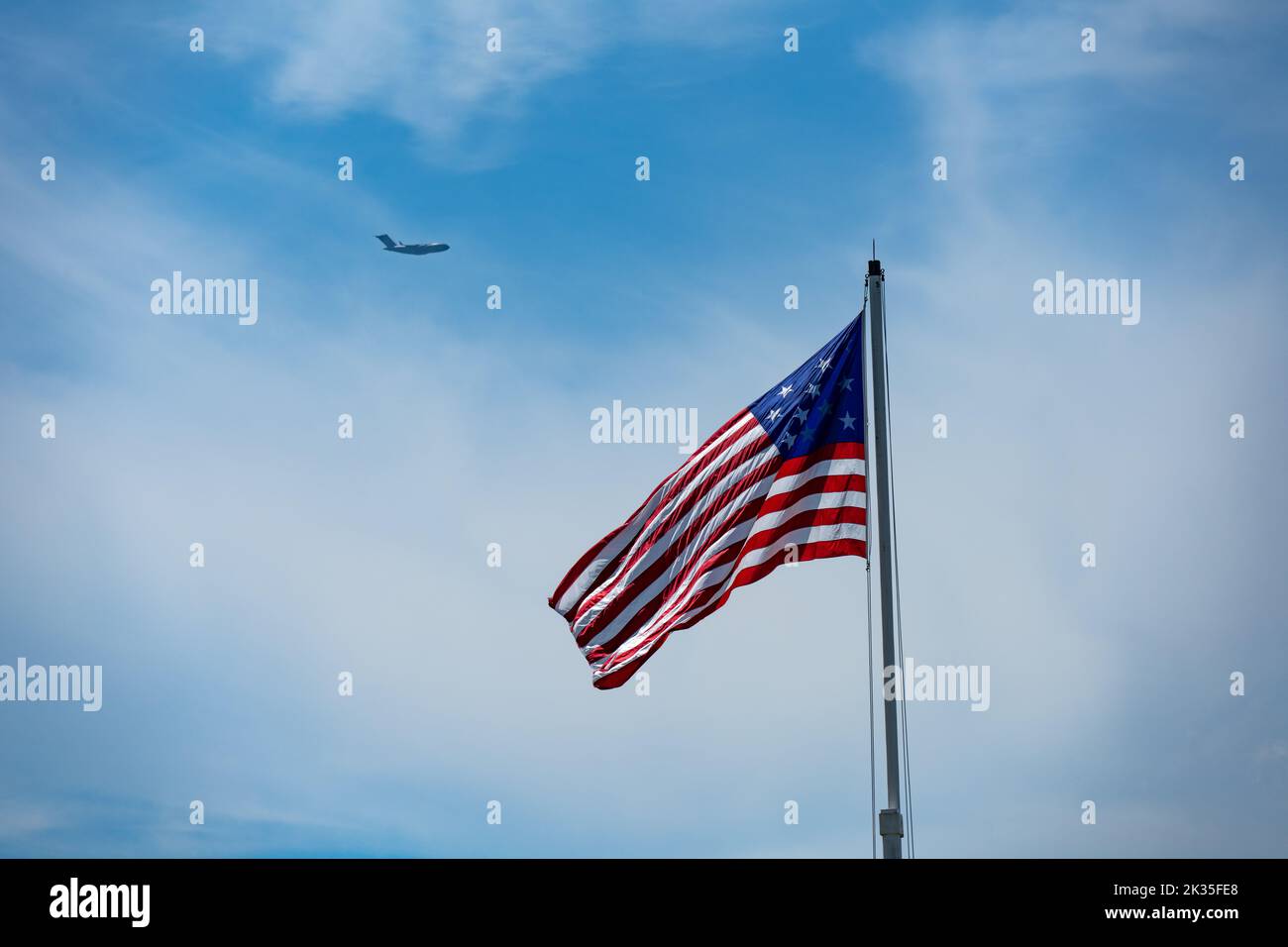 Star Spangled Banner flag flying over Fort Moultrie flag with a ...