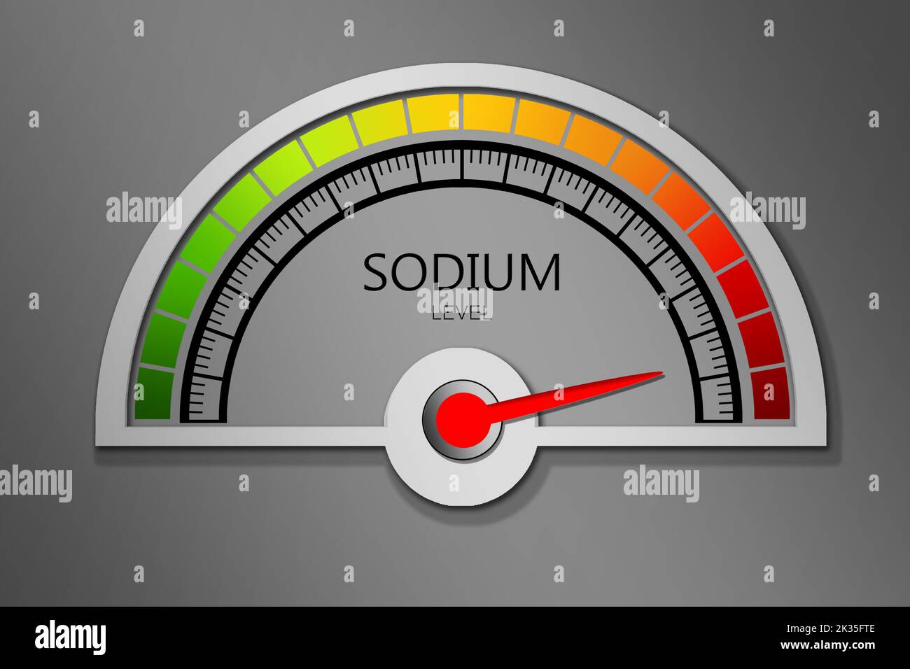 Sodium level measuring device with arrow and scale, 3d rendering Stock ...