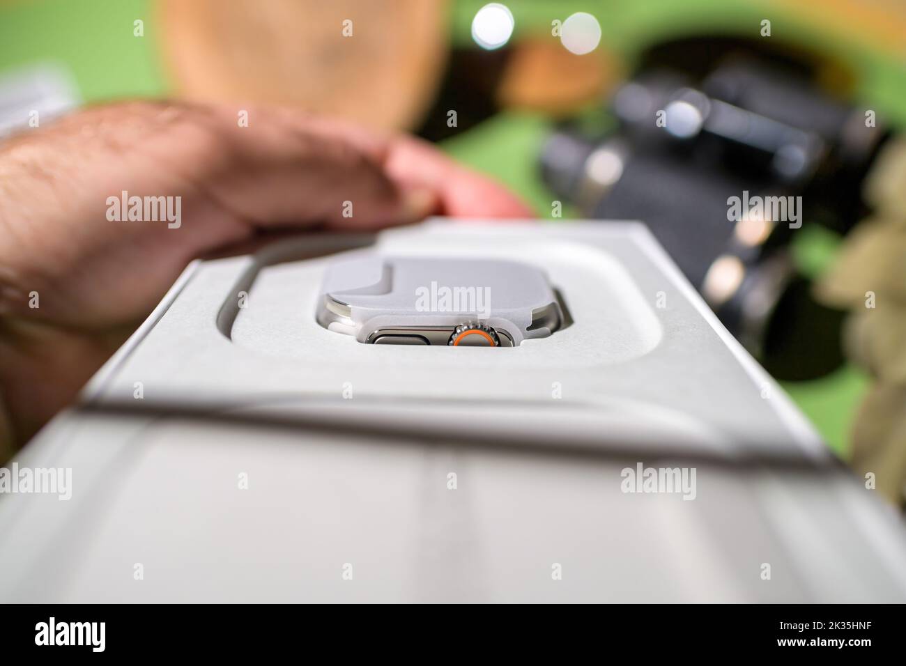 London, United Kingdom - Sep 23, 2022: Man holding cardboard package of ...