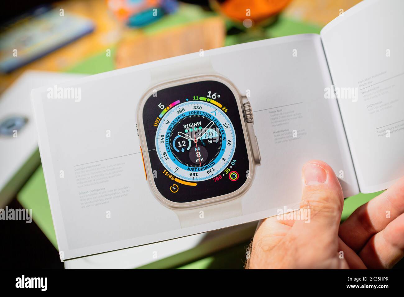 London, United Kingdom - Sep 23, 2022: Reading about the Wayfinder face ...