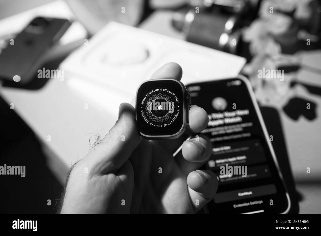 London, United Kingdom - Sep 23, 2022: Unboxing unpacking of new ...