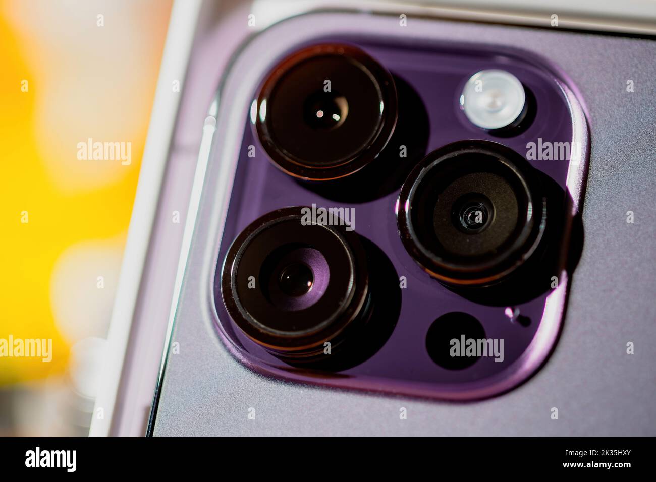 Paris, France - Sep 17, 2022: Macro close-up rear triple camera of ...