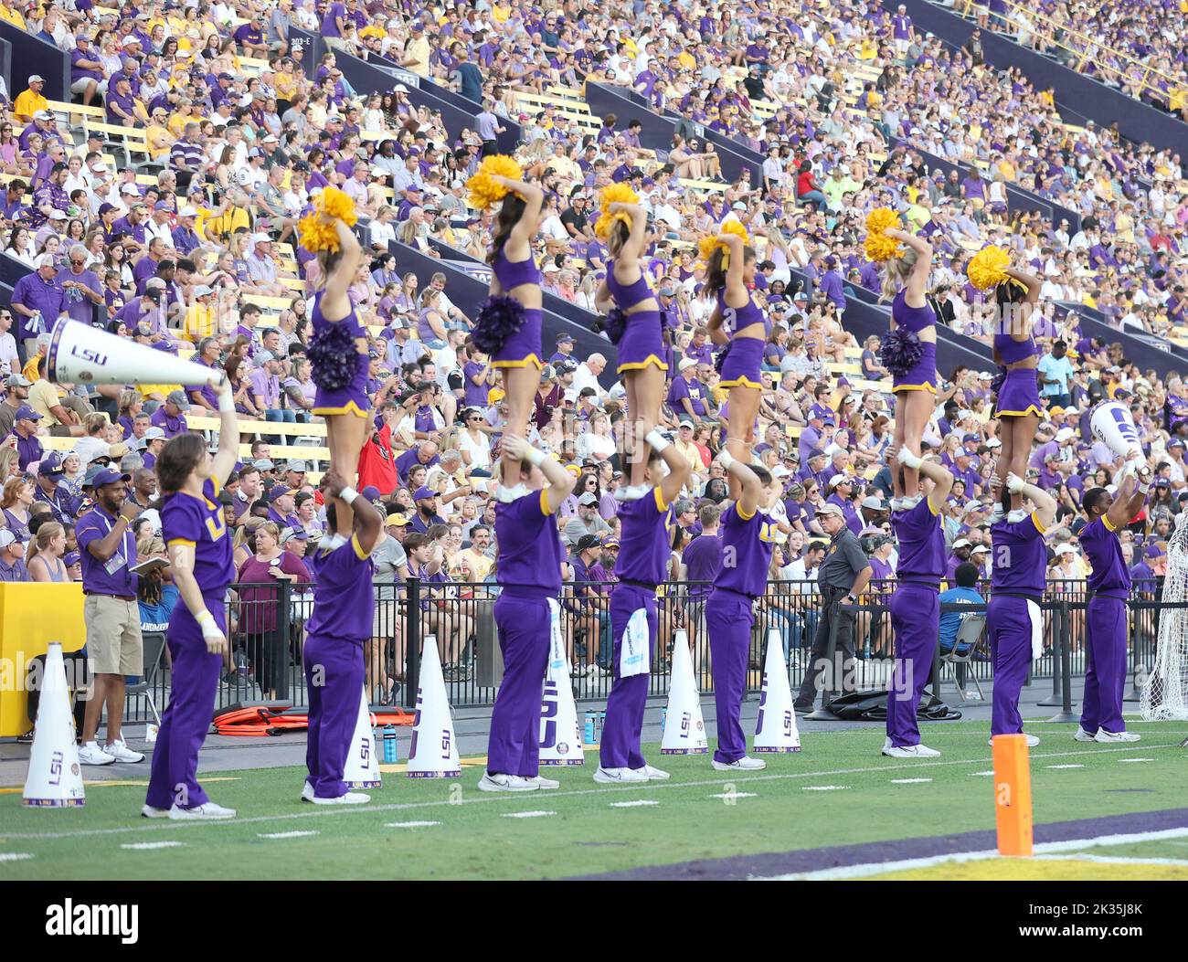 LSU Tigers cheerleaders perform during a college football game at Tiger ...