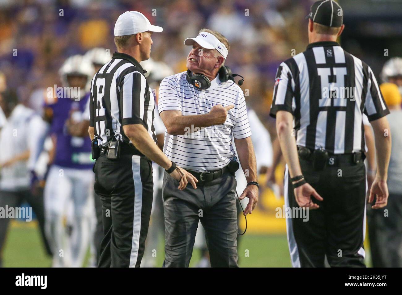 September 24, 2022: LSU Head Coach Brian Kelly yells at an official to ...