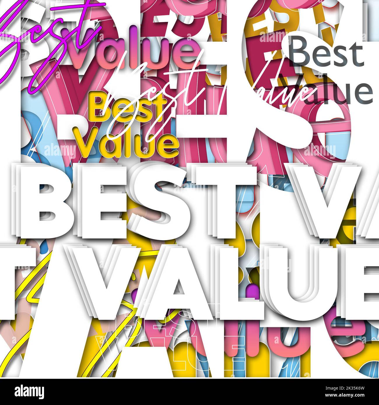 Best Value written many font style, abstract words background Stock ...