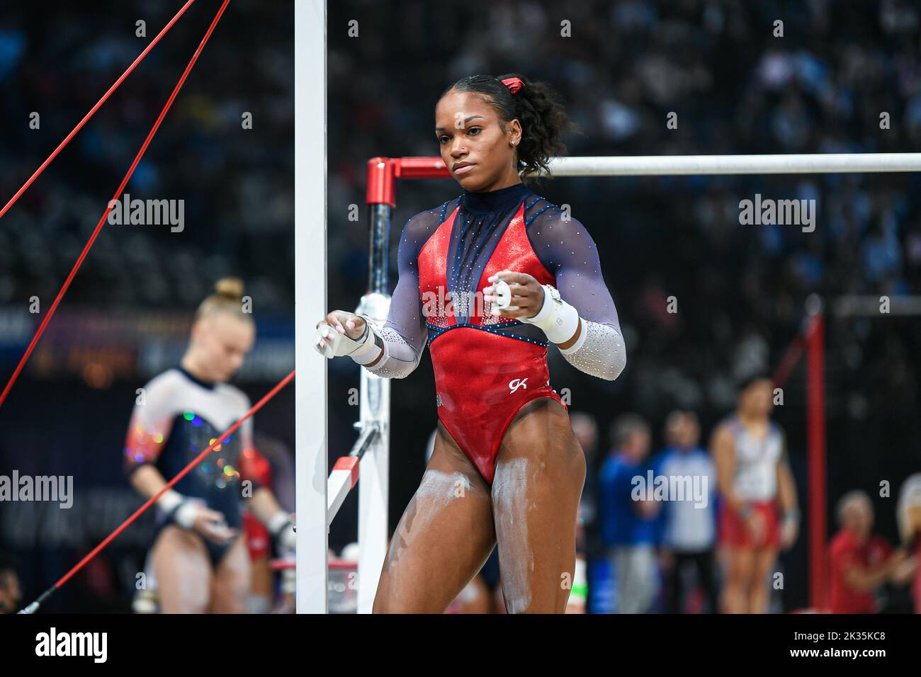 Shilese Jones of USA (women's uneven parallel or asymmetric bars ...