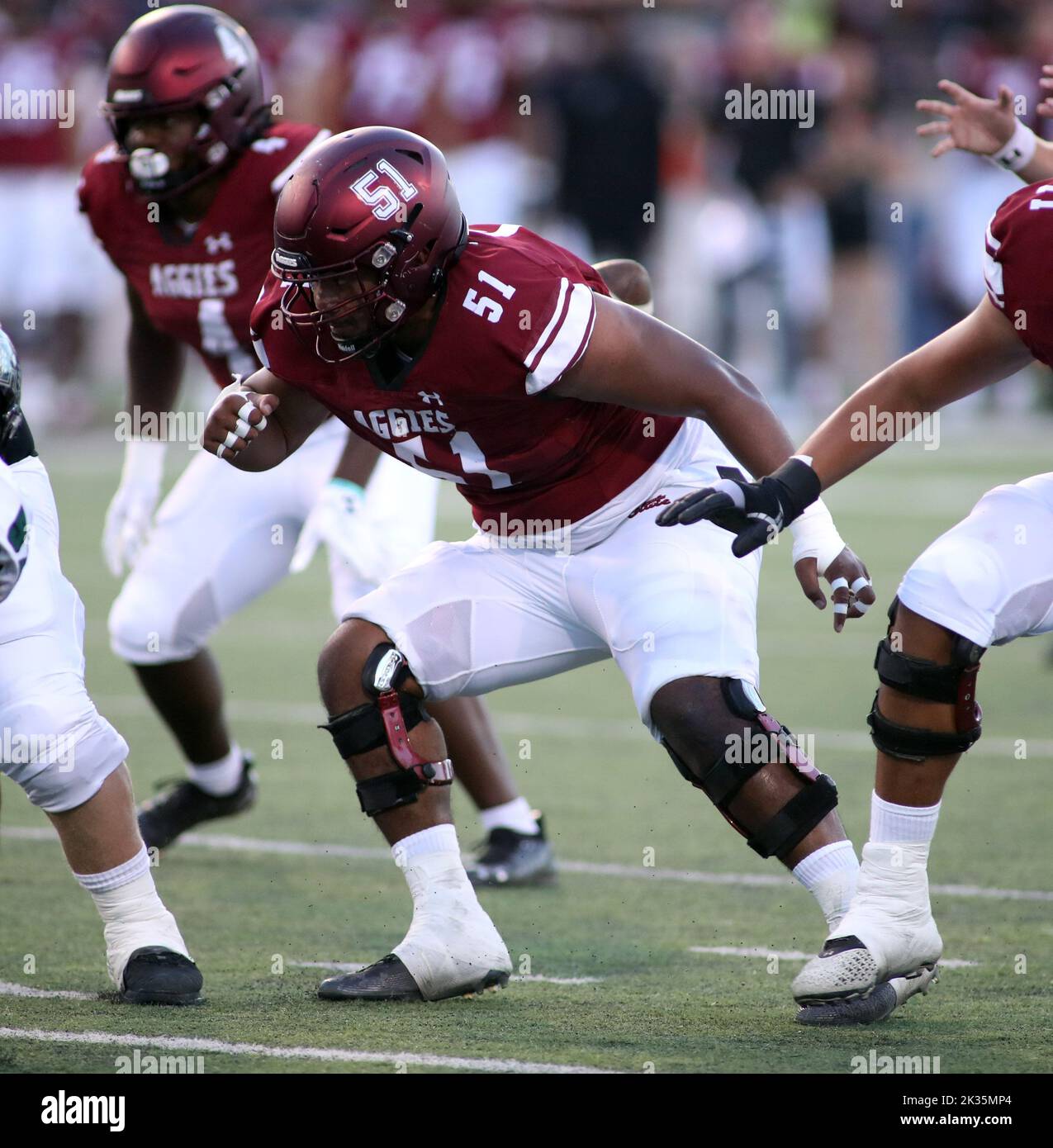 September 24, 2022 - New Mexico State Aggies offensive lineman AJ ...