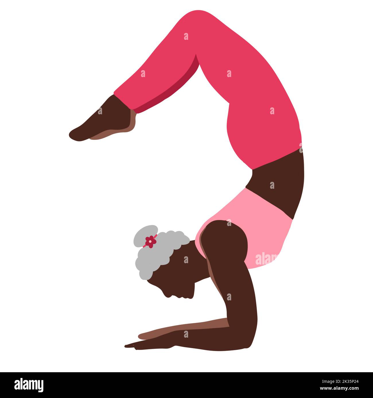 Hand drawn illustration of black African American woman in yoga pose ...