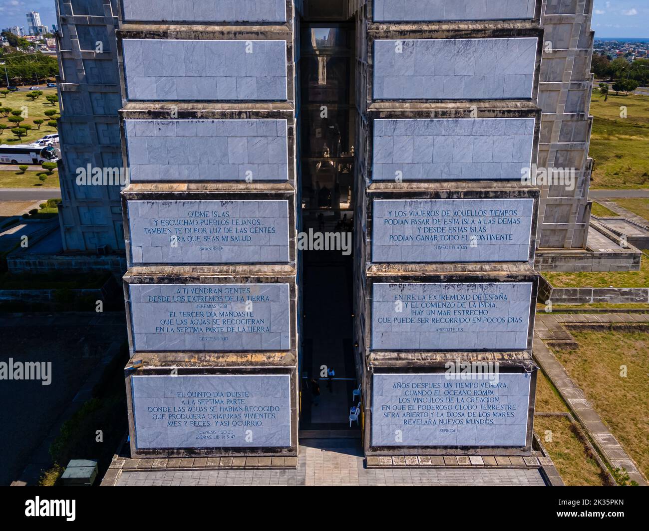 Beautiful aerial view of the Colon Lighthouse in Santo Domingo ...