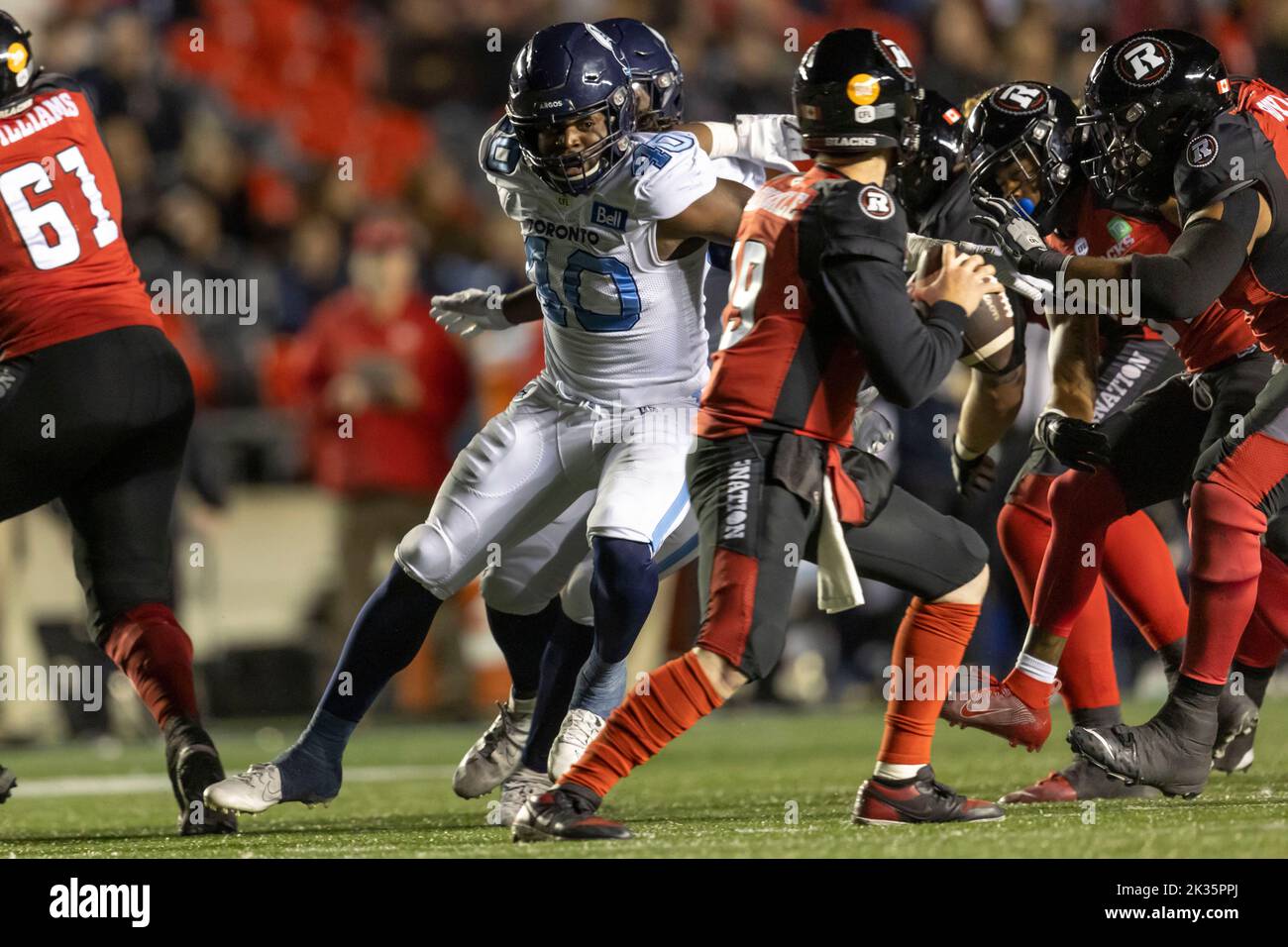 Ottawa, Canada. 24 Sep 2022. Robbie Smith (40) of the Toronto Argonauts ...