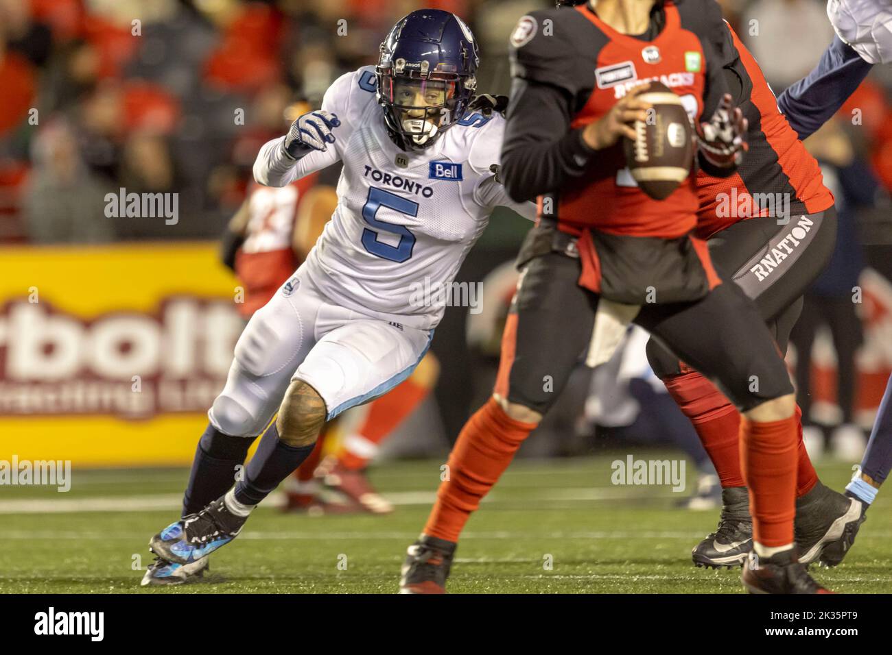 Ottawa, Canada. 24 Sep 2022. Shane Ray (5) of the Toronto Argonauts in ...