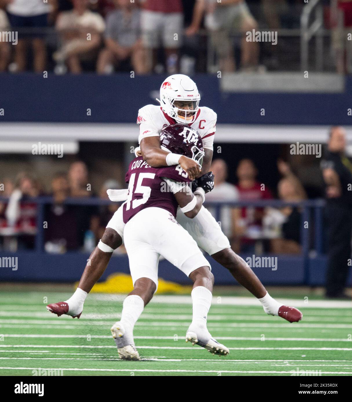 Arlington, Texas, USA. 24th Sep, 2022. Texas A&M player #45 EDGERRIN ...