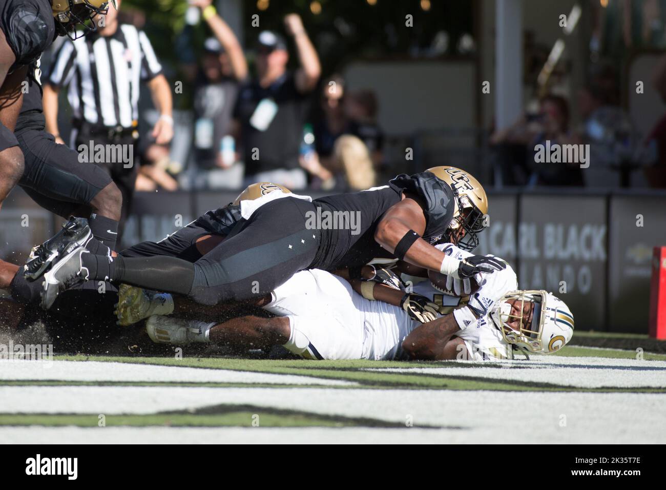 September 24, 2022: UCF Knights defensive end Josh Celiscar (88) tackles Georgia Tech Yellow ...