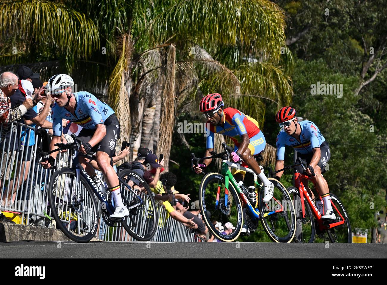 Belgian Wout van Aert (L) and Belgian Jasper Stuyven (R) pictured in ...