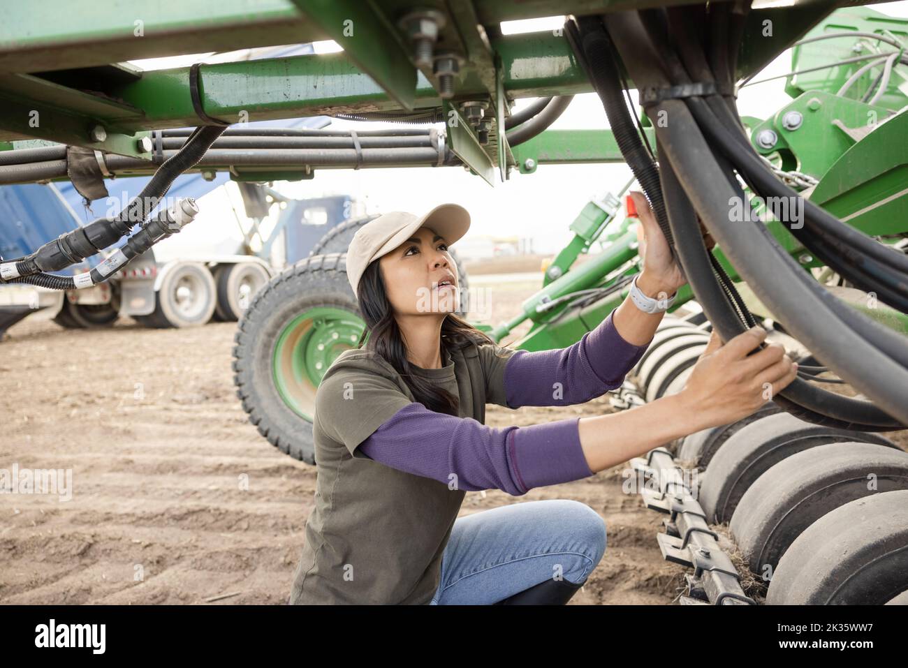 Farmer with combine hi-res stock photography and images - Alamy