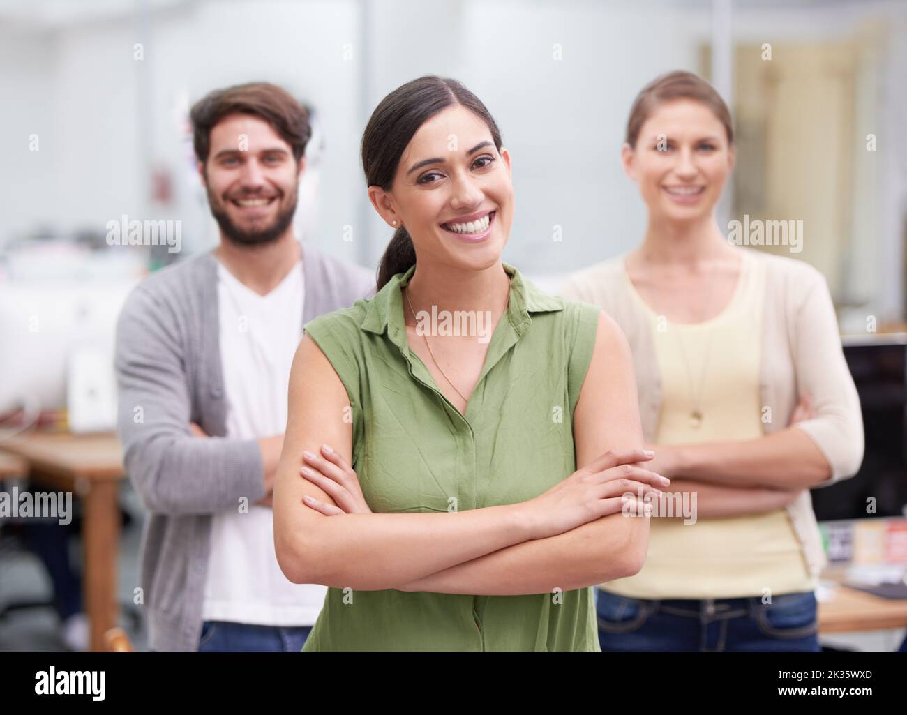 Theyre a dream team. three work colleagues in the office Stock Photo ...