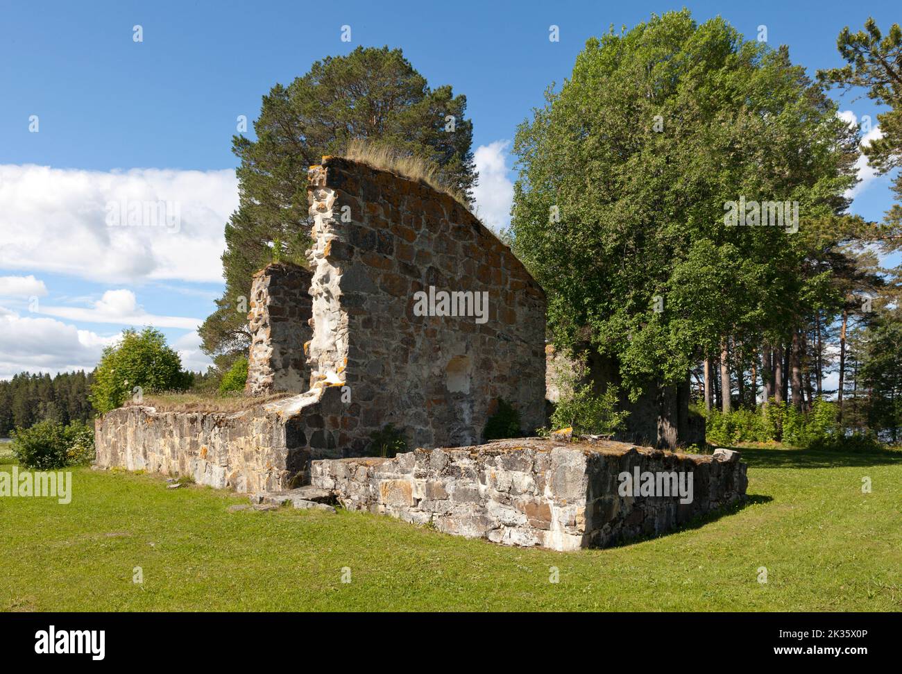 Ruins walls of a church from 1178 A.D. Abandoned building, foundations ...