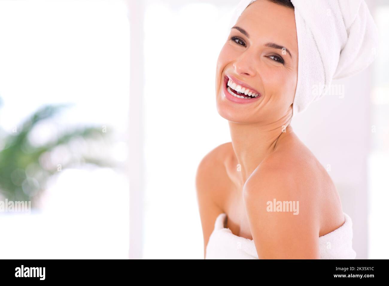 Pure and bright skin. Portrait of a beautiful woman with pure, perfect ...