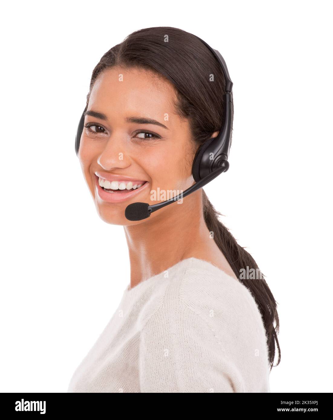 Ready to take your call. A young female customer service representative ...
