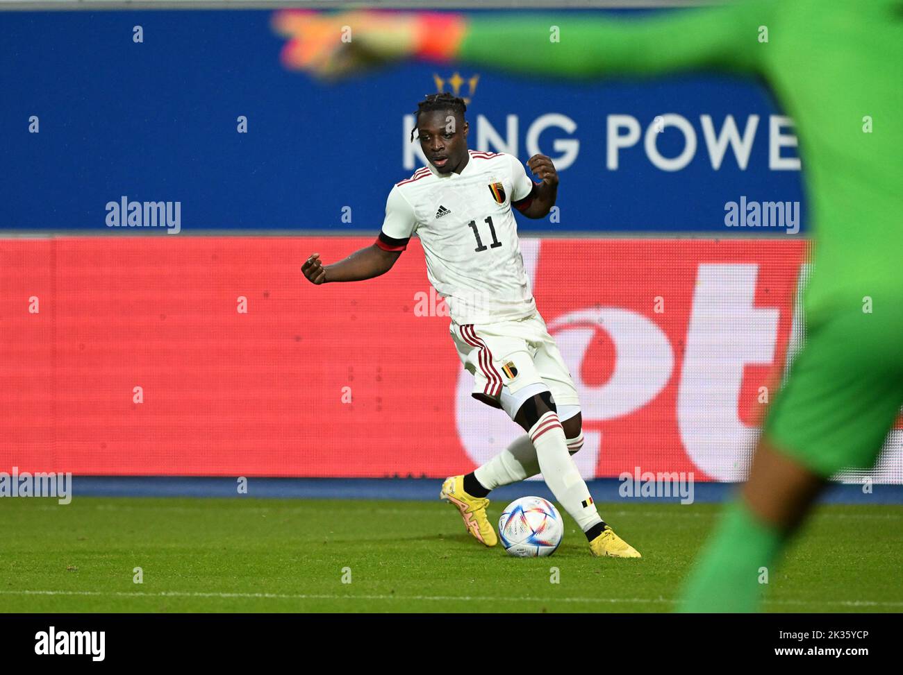 Jeremy Doku (11) of Belgium pictured during a friendly soccer game ...