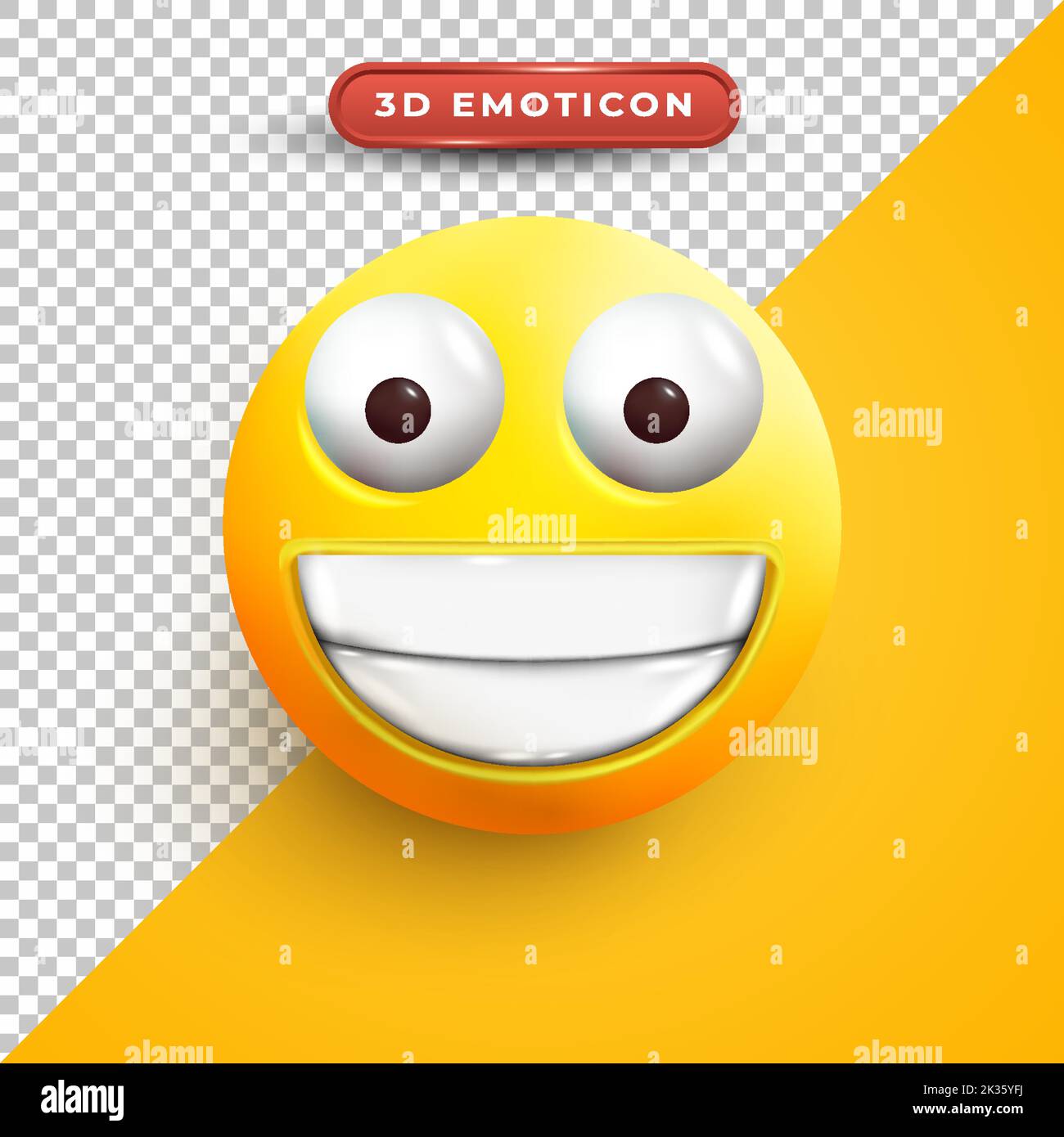 a 3d laughing emoji with teeth - happy facial expressions Stock Vector ...
