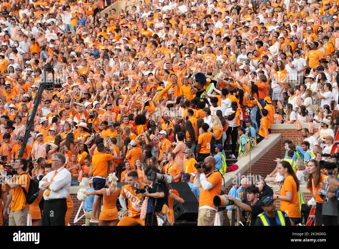 September 24, 2022: Tennessee Volunteers mascot Smokey surfs the crowd ...
