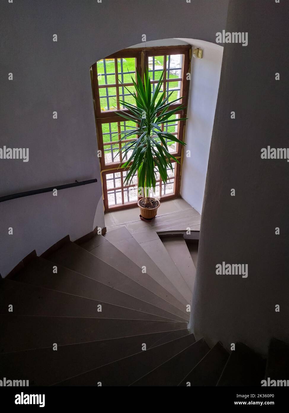 Spiral stairs, cockle stairs, rotate. Circular staircase in old castle ...