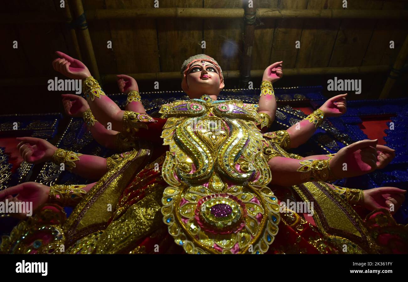 Guwahati, Guwahati, India. 24th Sep, 2022. Idol of Godess Durga in a ...