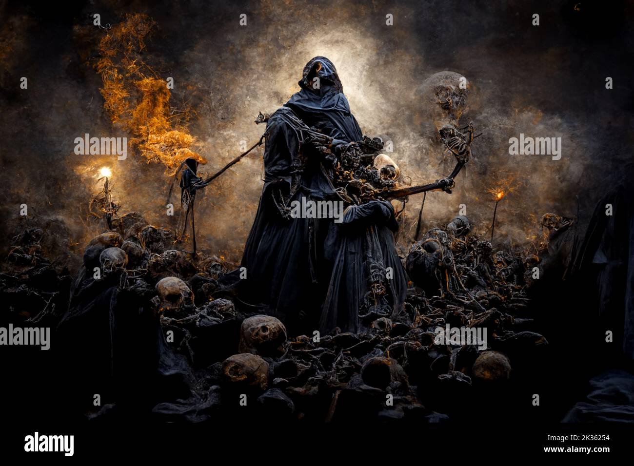 Grim reaper collecting the souls of innocents. Halloween festival ...