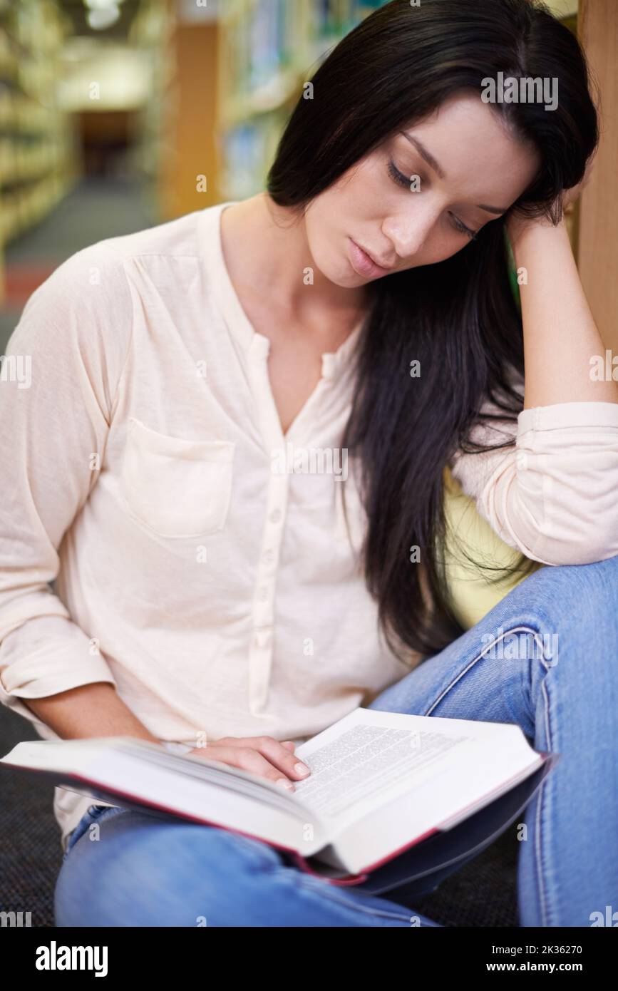 Woman studying in a quiet library hi-res stock photography and images ...