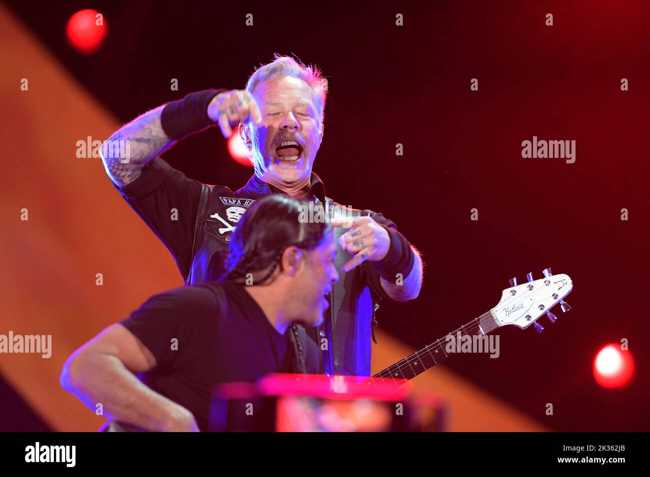Lead singer James Hatfield and bass guitarist Robert Trujillo of ...