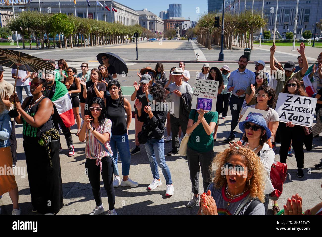 Protesters gather outside the city hall during the demonstration. After ...