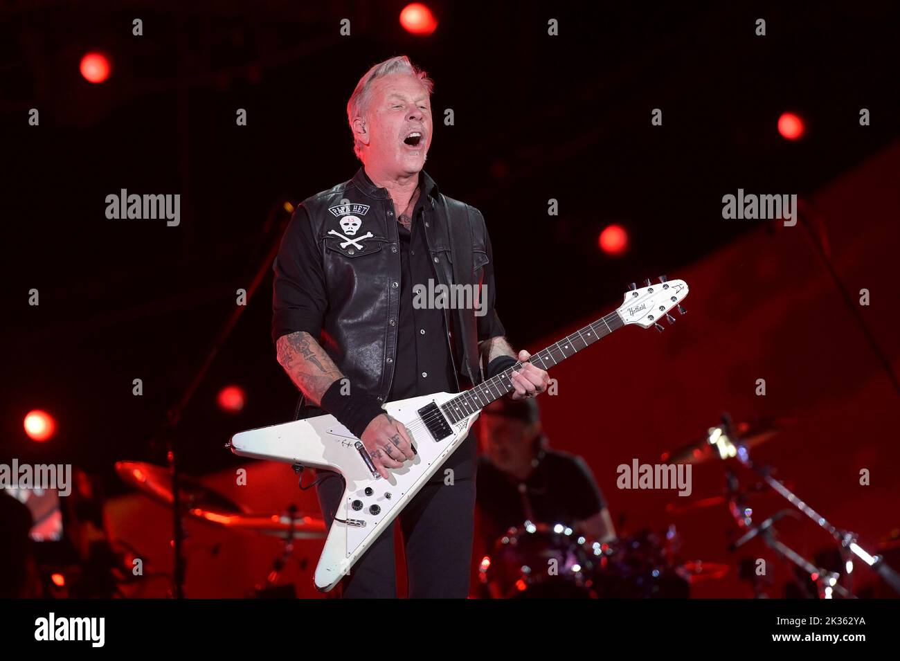 Lead singer James Hatfield and members of Metallica perform during the ...