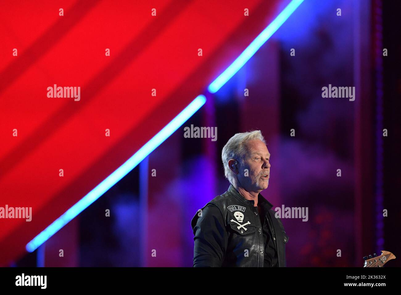 Lead singer James Hatfield and members of Metallica perform during the ...