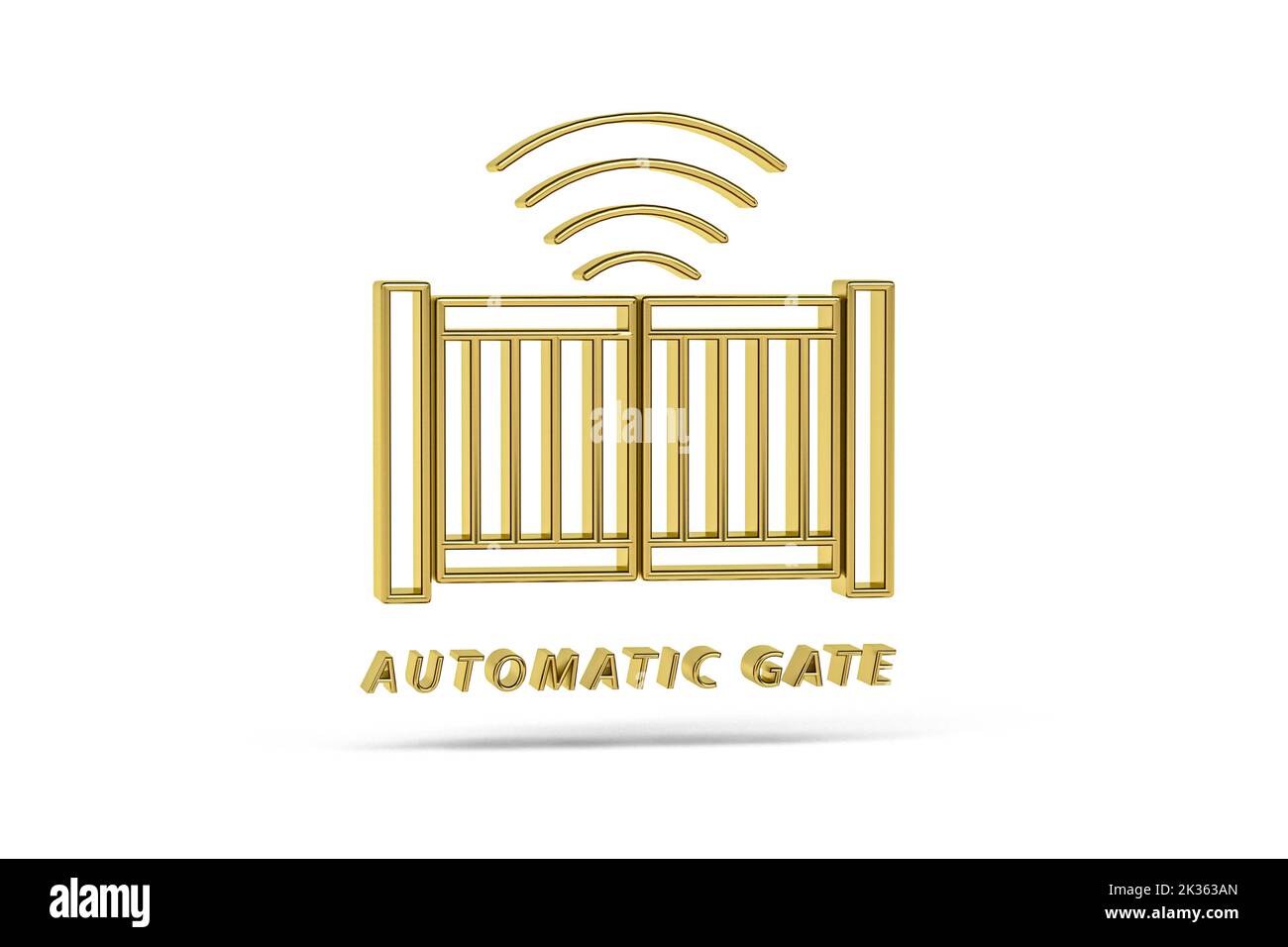Golden 3d gate icon isolated on white background - 3d render Stock ...