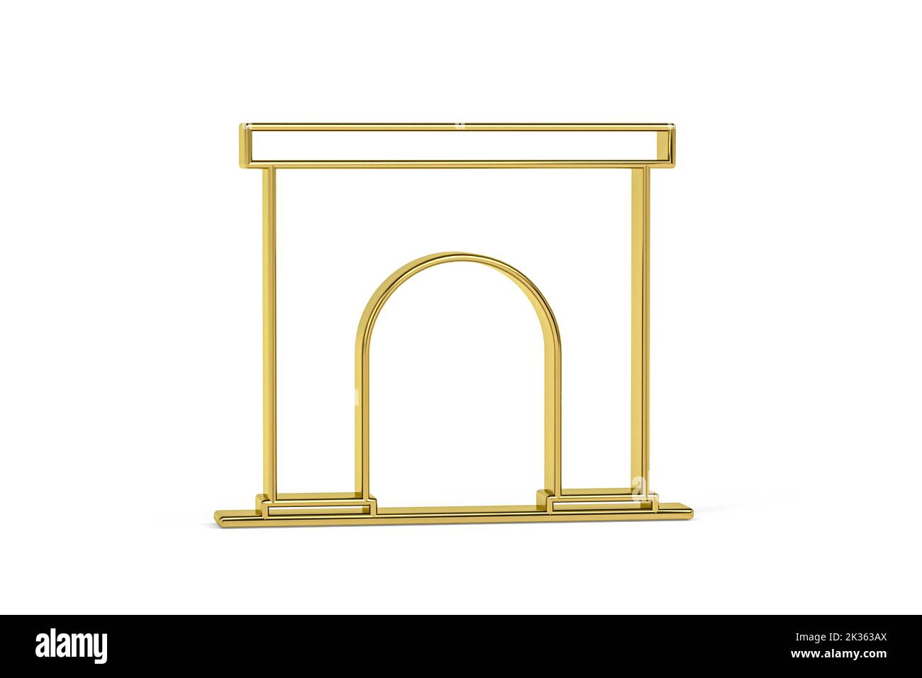 Golden 3d gate icon isolated on white background - 3d render Stock ...