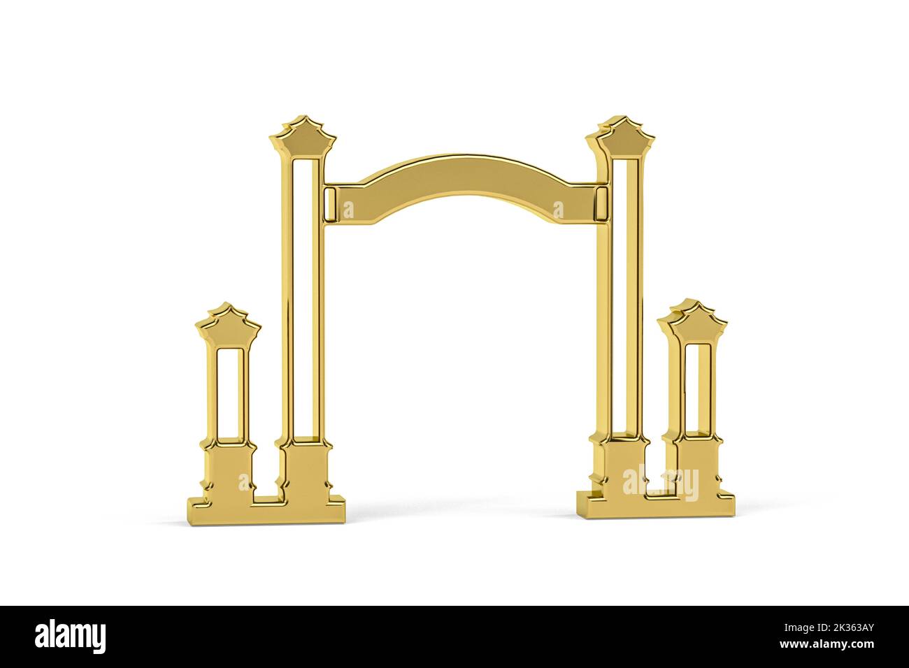 Golden 3d gate icon isolated on white background - 3d render Stock ...