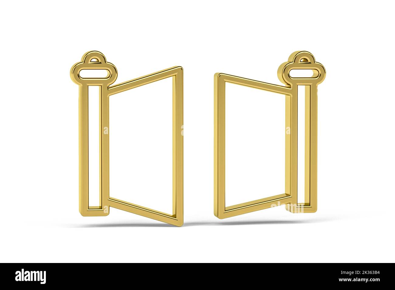 Golden 3d gate icon isolated on white background - 3d render Stock ...